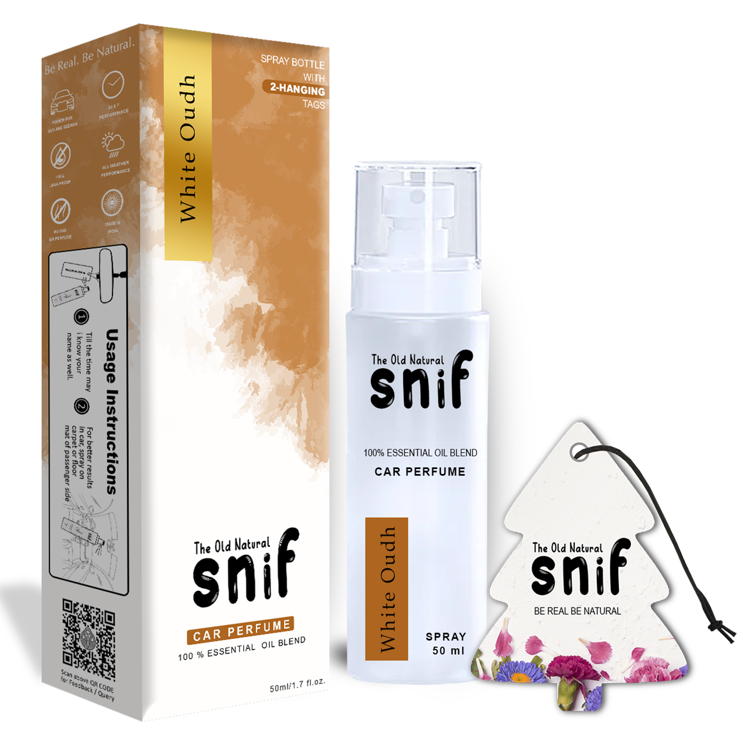 Essential Oils Car Perfume Spray in Glass Bottle with 2 Hanging Tags